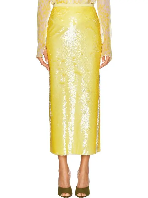 SEV Sequin Midi Skirt - Yellow