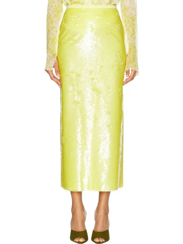 SEV Sequin Midi Skirt - Yellow