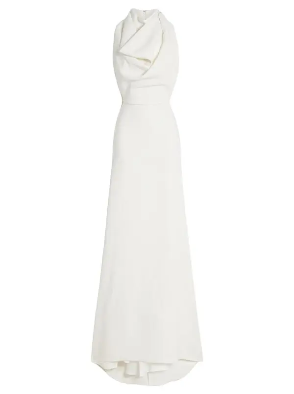 Badgley Mischka Draped Crepe Gown - Ivory