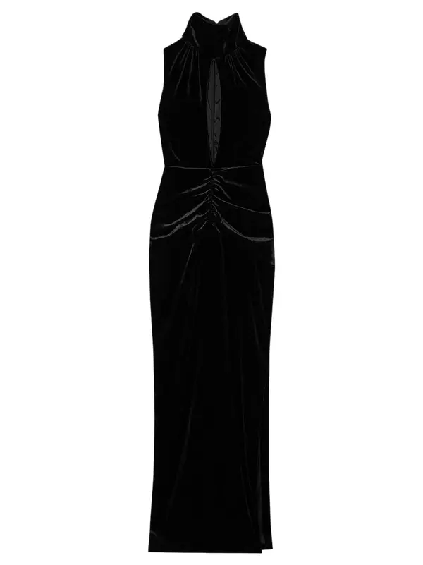 Alessandra Rich Cutout Gathered Maxi Dress - Black