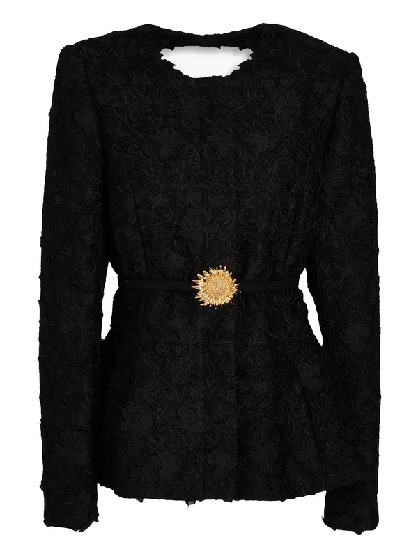 Oscar De La Renta Open-back Guipure Lace Jacket - Black