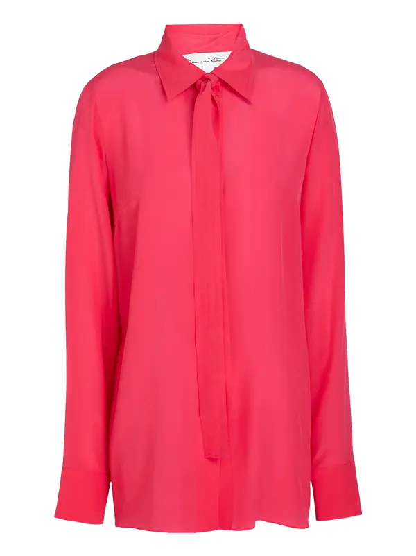 Oscar De La Renta Silk Crepe De Chine Blouse - Coral