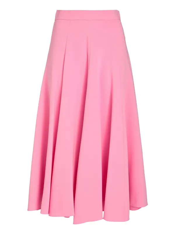 Oscar De La Renta Flared Silk-blend Crepe Midi Skirt - Bubblegum