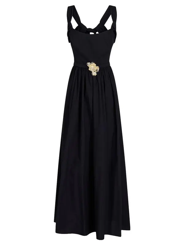 Oscar De La Renta Belted Cotton-blend Poplin Maxi Dress - Black