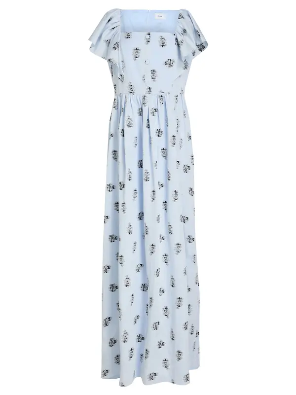Erdem Ariella Fil Coupé Voile Maxi Dress - Light Blue