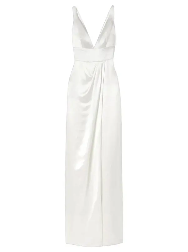 Naeem Khan Virginia Draped Silk-satin Gown - Ivory