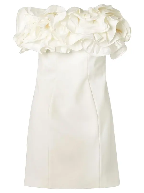 Carolina Herrera Strapless Ruffled Mini Dress - White