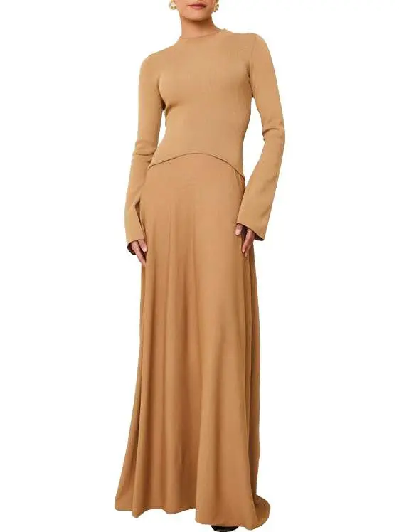 Solid & Striped The Soglio Long Sleeve Maxi Dress - Camel