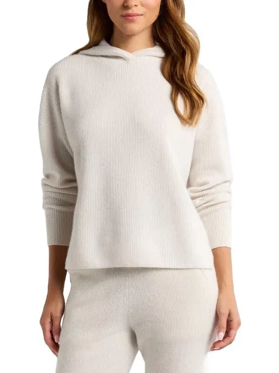 Zella Wool & Cashmere Rib Hoodie - Ivory Egret Light