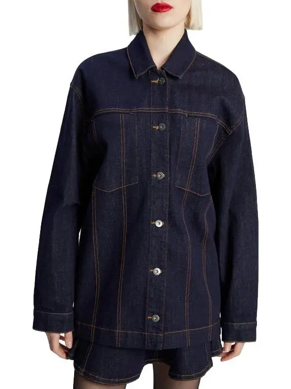 Bardot Keely Oversized Denim Jacket - Dark