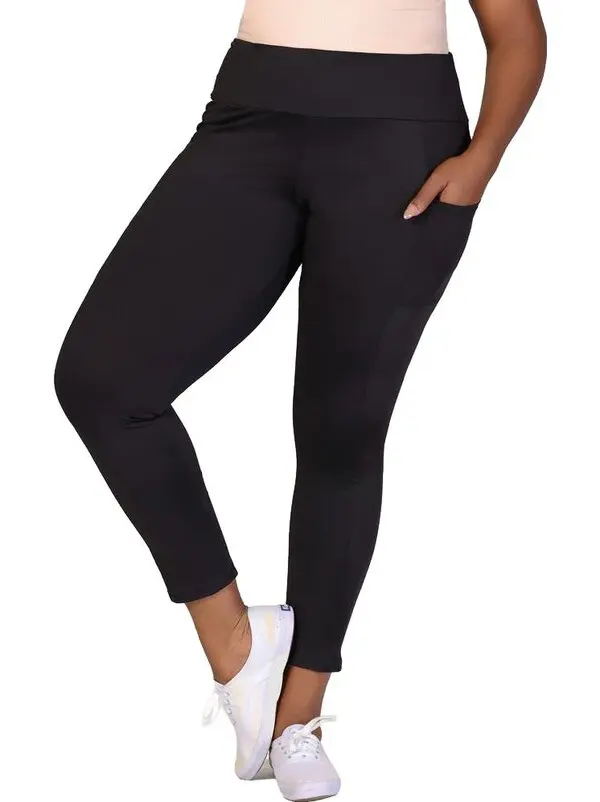 24SEVEN COMFORT APPAREL Ankle Length Pocket Leggings - Black