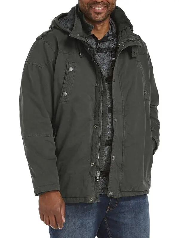 PX CLOTHING Big & Tall Patch & Welt Jacket - Charcoal