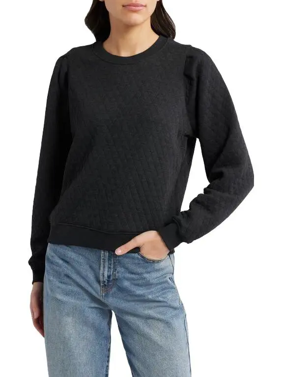 Marine Layer Corbet Quilted Sweatshirt - Charcoal