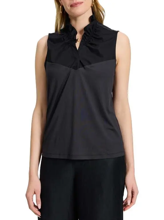 Foxcroft Tammy Ruffle Sleeveless Top - Black