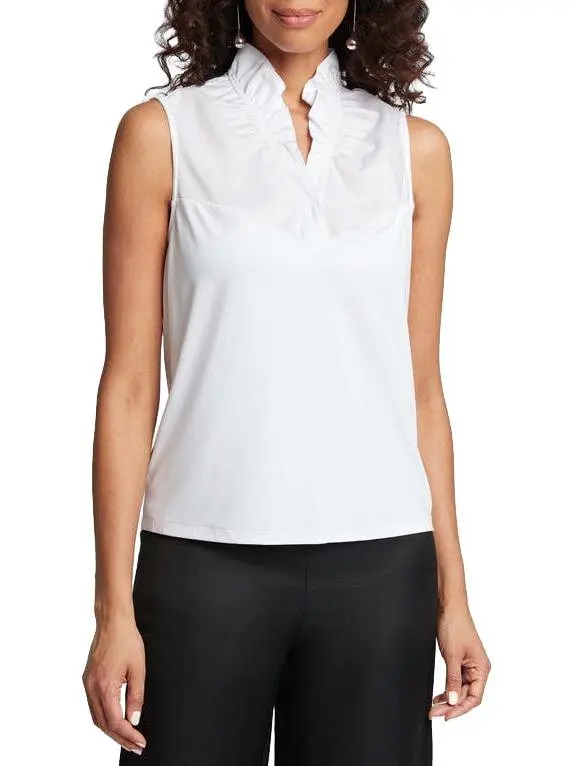 Foxcroft Tammy Ruffle Sleeveless Top - White