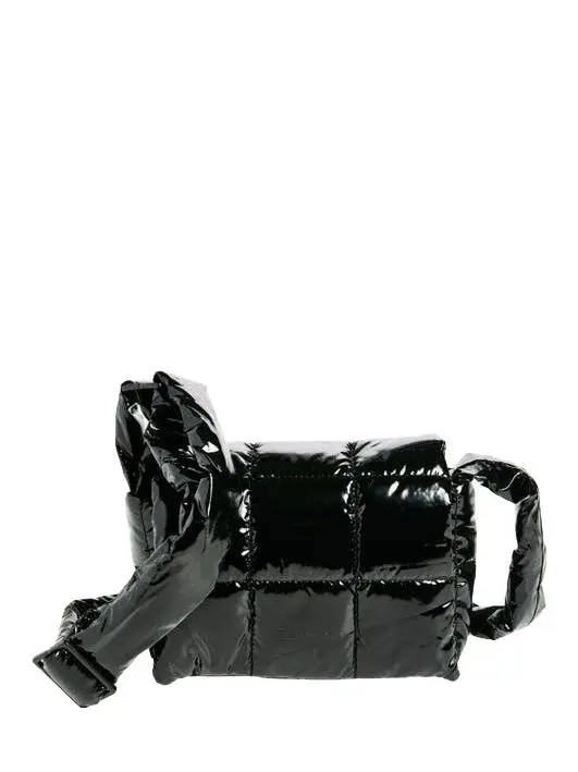 VEECOLLECTIVE Mini Porter Quilted Messenger Bag - Black Vinyl