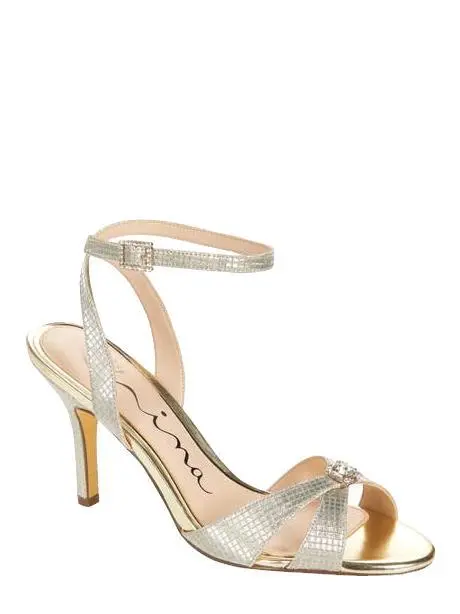 Nina Vinka Crystal Embellished Sandals - Platino