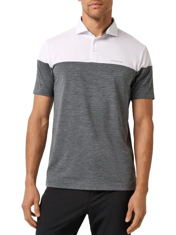 Travis Mathew Heater Pro Colorblock Performance Polo - White