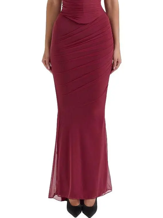 House Of Cb Cassidy Ruched Maxi Skirt - Cabernet