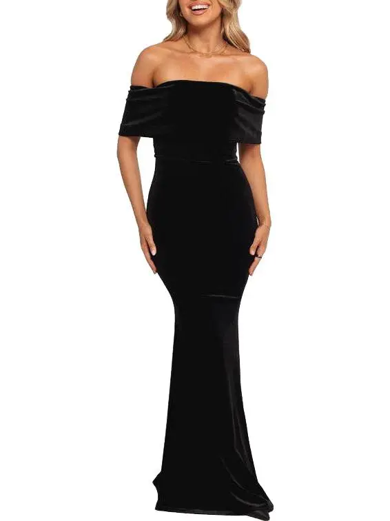 PETAL & PUP Adair Off-the-shoulder Mermaid Gown - Black
