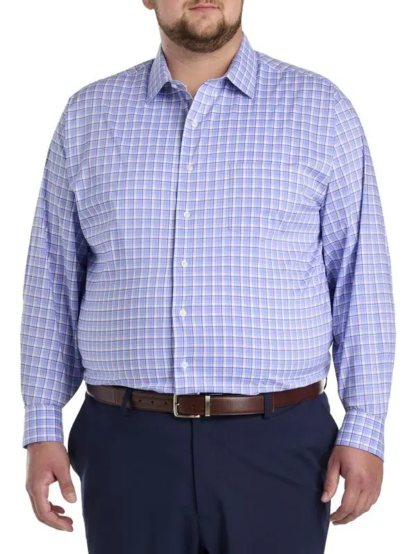 SYNRGY BY DXL Plaid Dress Shirt - Blue