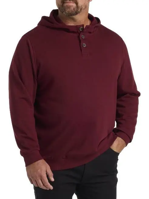 TRUE NATION BY DXL Soft-wash Henley Hoodie - Zinfandel
