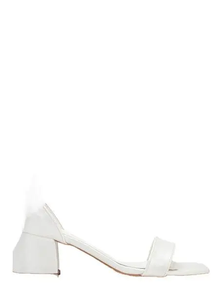 FOREVER & ALWAYS SHOES Athena Low Heel Sandals With Ankle Straps - Ivory
