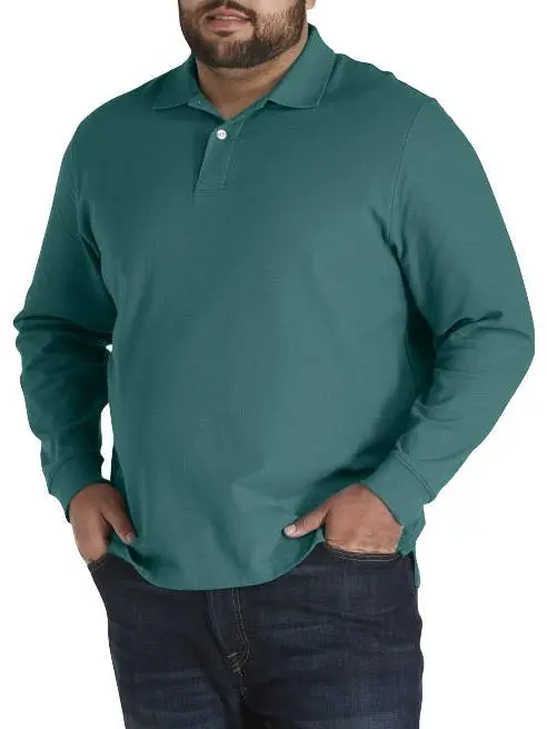HARBOR BAY BY DXL Big & Tall Honeycomb Piqué Polo Shirt - Bayberry