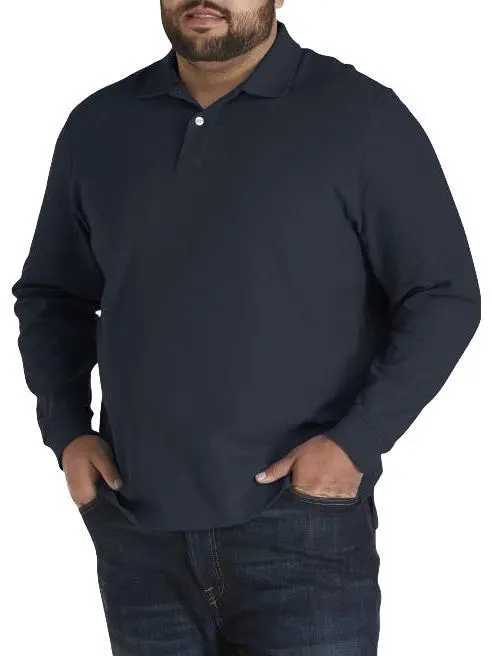 HARBOR BAY BY DXL Big & Tall Honeycomb Piqué Polo Shirt - Navy