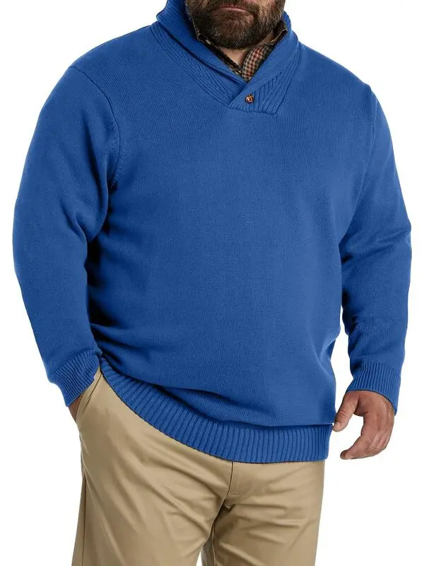 OAK HILL BY DXL Shawl Collar Pullover - Blue Quartz