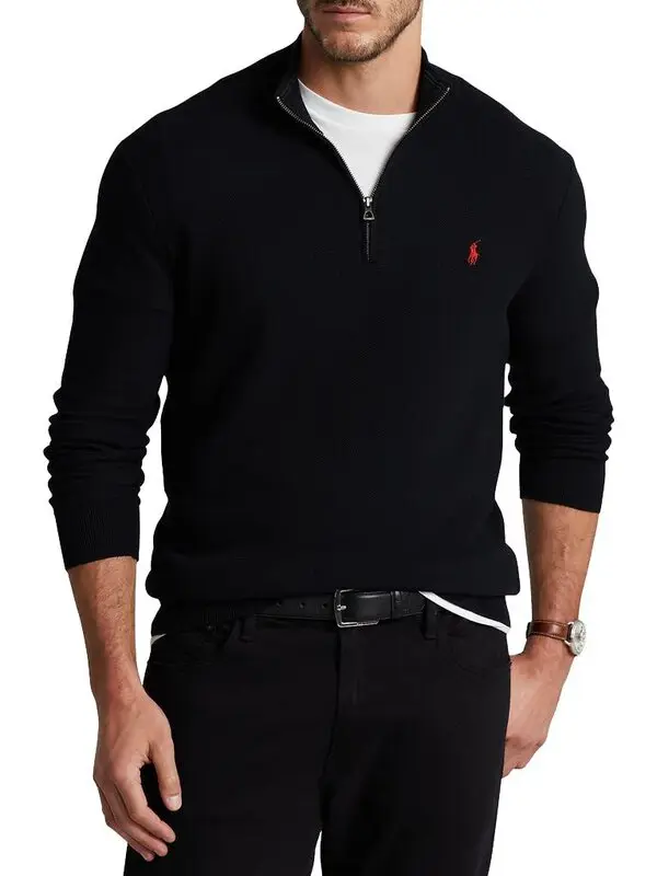 Polo Ralph Lauren Big & Tall Pima Cotton 1/2-zip Sweater - Polo Black