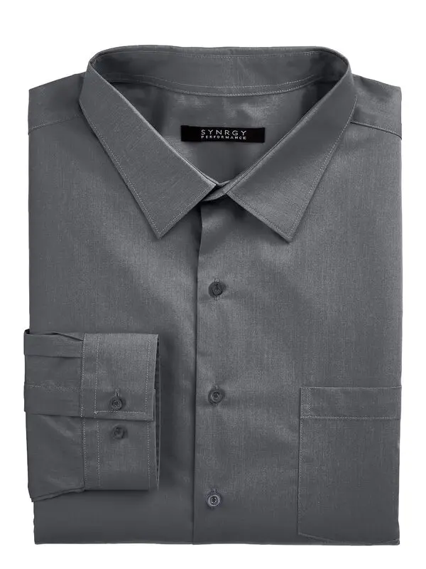 SYNRGY BY DXL Big & Tall Performance Heather Dress Shirt - Blackened Pearl