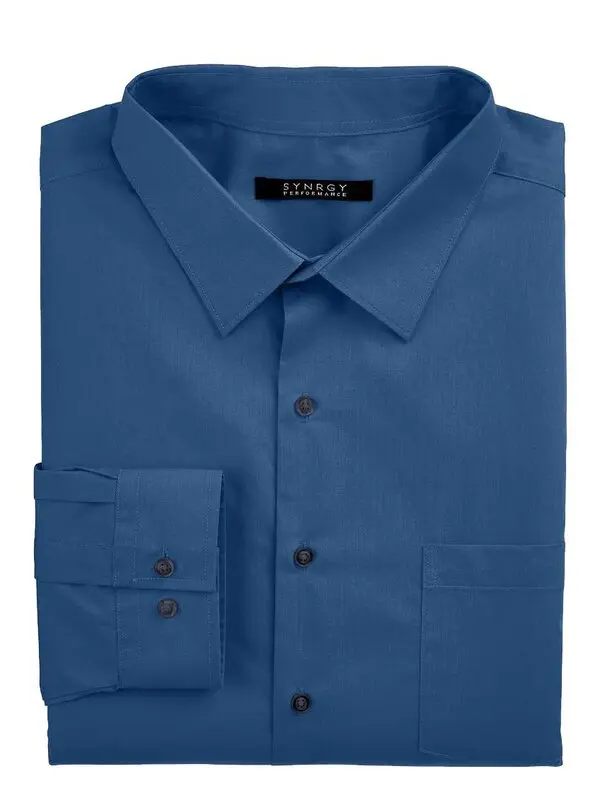 SYNRGY BY DXL Big & Tall Performance Heather Dress Shirt - Dark Blue
