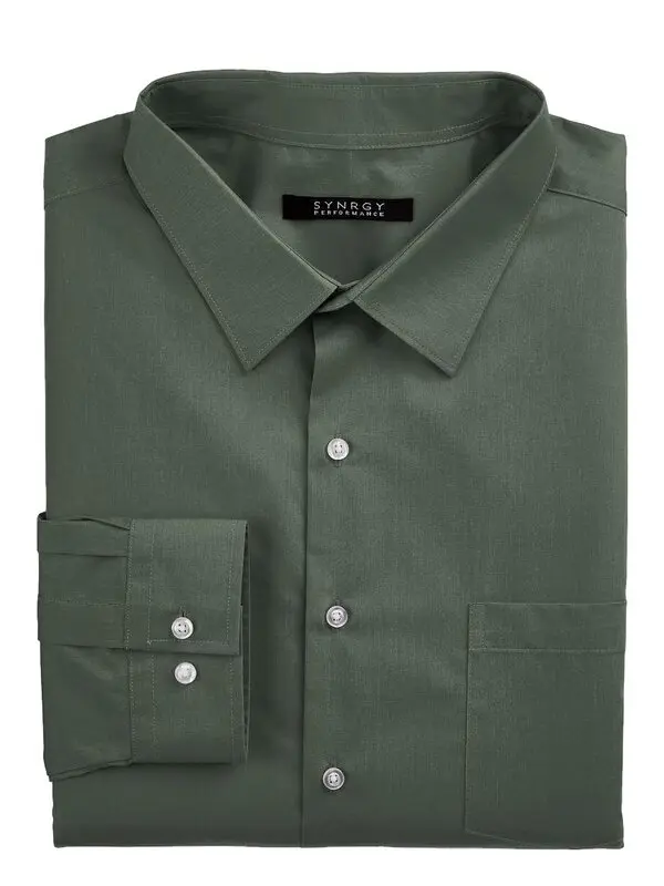 SYNRGY BY DXL Big & Tall Performance Heather Dress Shirt - Deep Forest