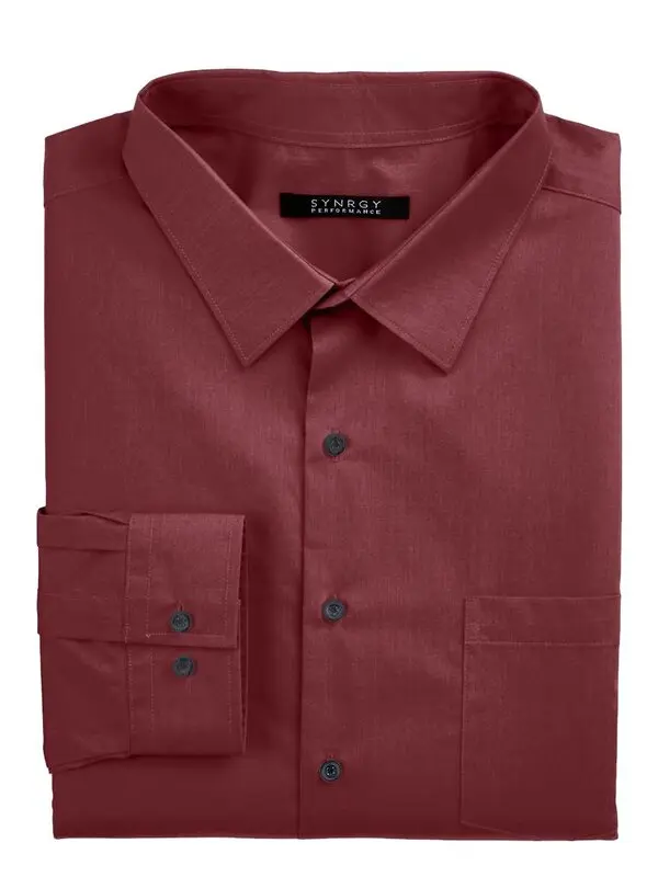 SYNRGY BY DXL Big & Tall Performance Heather Dress Shirt - Rum Raisin Heather