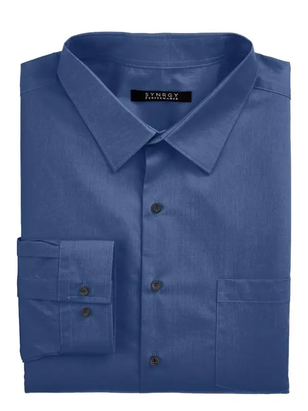 SYNRGY BY DXL Big & Tall Performance Heather Dress Shirt - Sargasso Sea