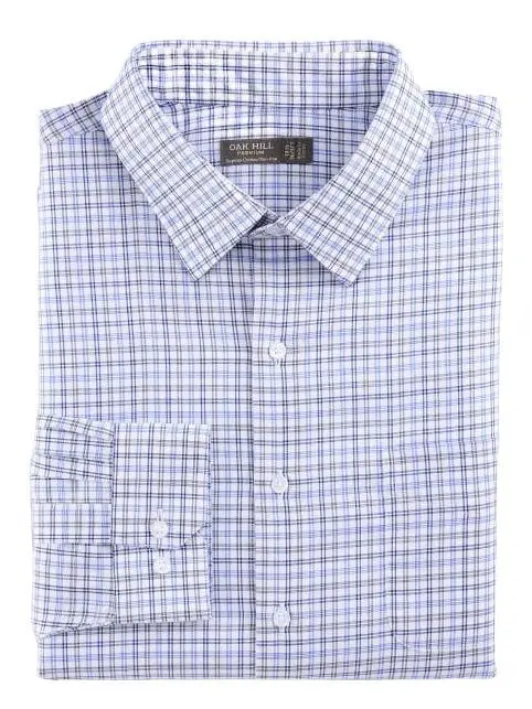 OAK HILL PREMIUM BY DXL Grid Patterned Dress Shirt - White