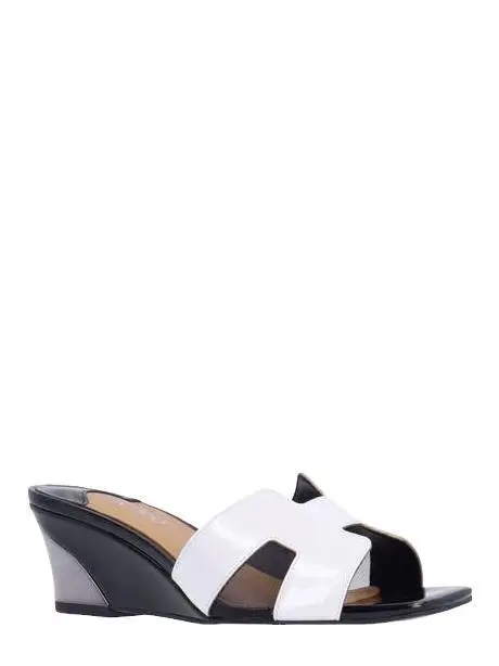 J. Reneé Zahra Wedge Slide Sandal - White/ Black