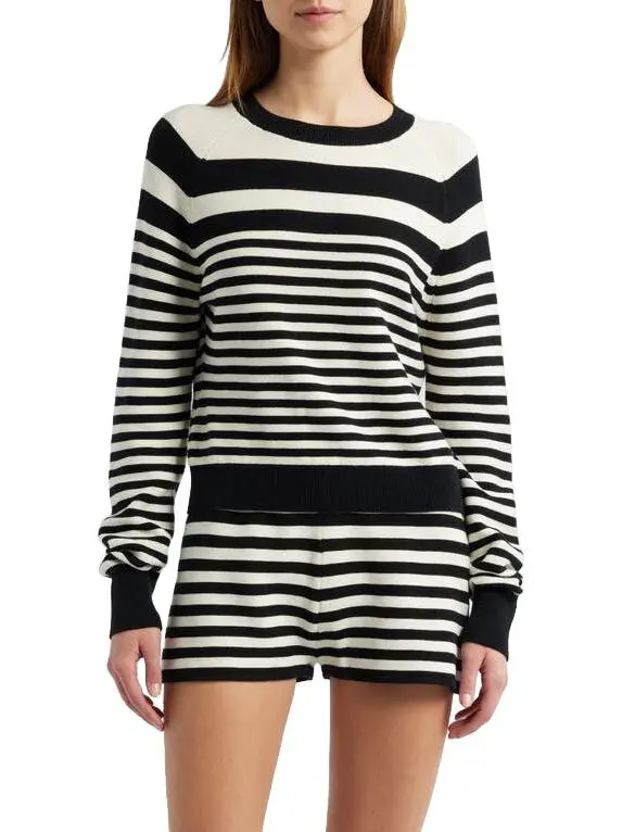 Solid & Striped The Manny Stripe Cotton Sweater - Noir / Brule Stripe