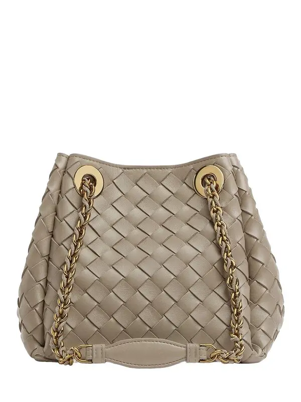 Bottega Veneta Small Intrecciato Leather Shoulder Bag - 2819 Limestone-muse Brass