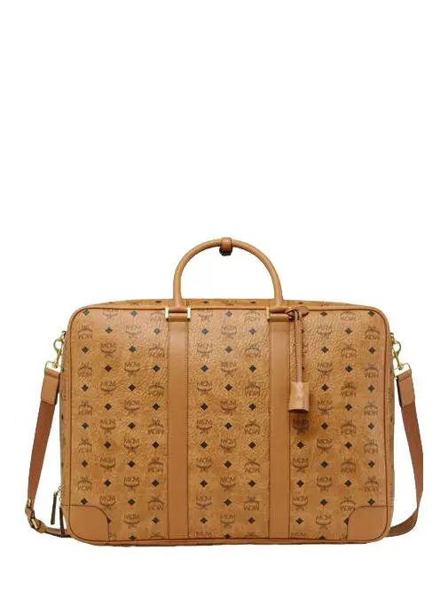 Mcm Ottomar Suitcase In Visetos - Cognac
