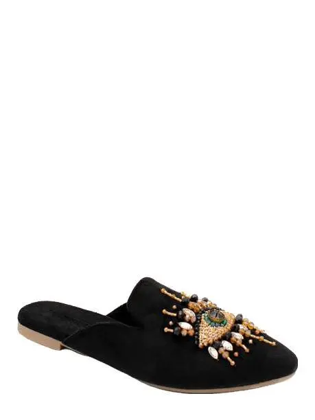 FUCHSIA Embroidered Mule - Black