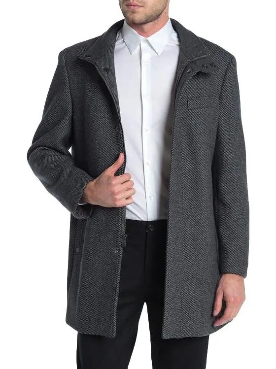 Hart Schaffner Marx Genoa Wool-blend Twill Overcoat - Lt Grey Twill