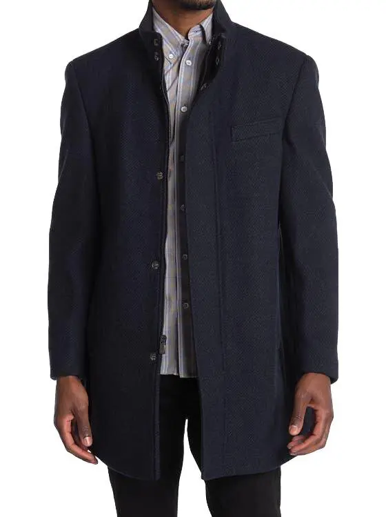 Hart Schaffner Marx Genoa Wool-blend Twill Overcoat - Navy