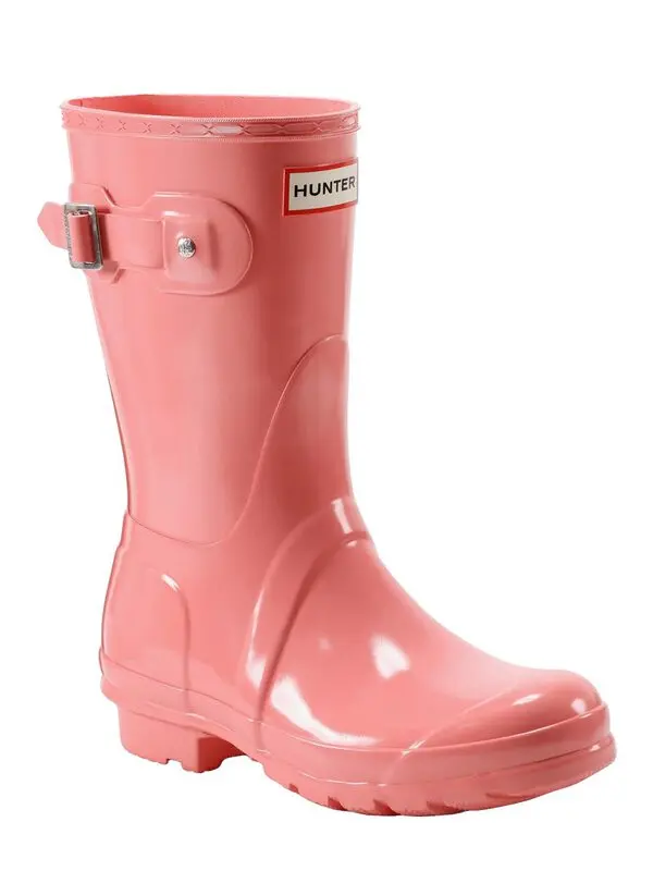 Hunter Original Tour Short Gloss Packable Rain Boot - Medium Pink