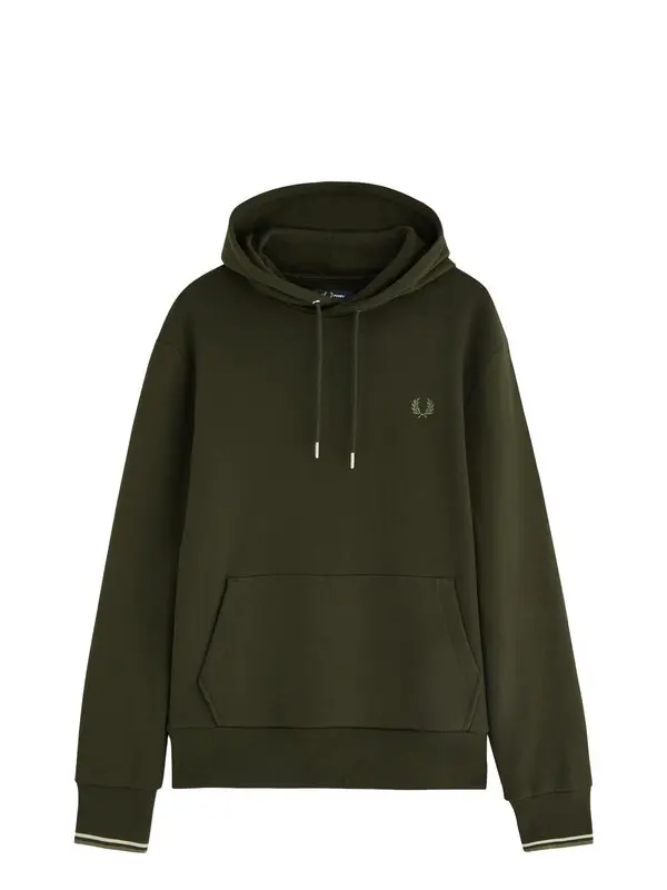Fred Perry Logo-embroidered Hooded Sweatshirt - Dark Green