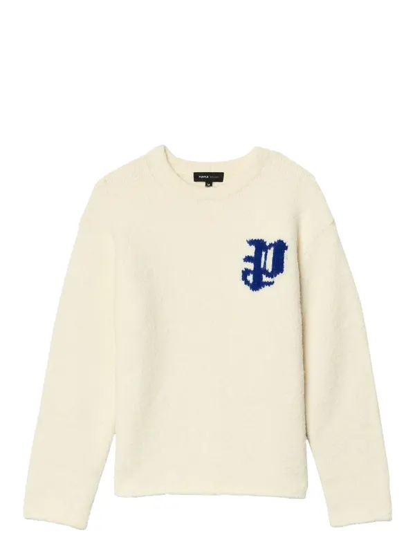 PURPLE BRAND Intarsia-knit Logo Jumper - White