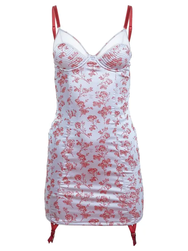 Fleur Du Mal Bebe Rose-jacquard Slip Dress - Blue