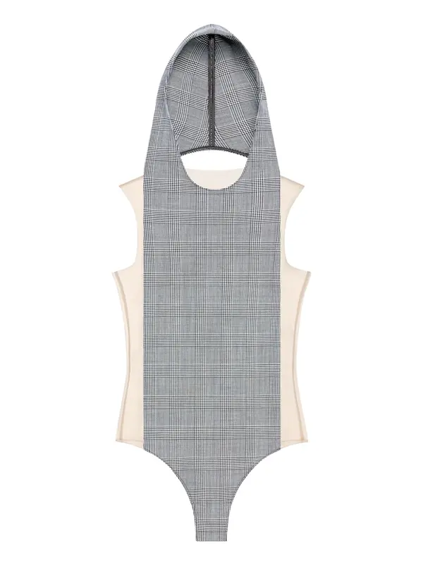 COURREGES Illusion Hooded Bodysuit - Grey