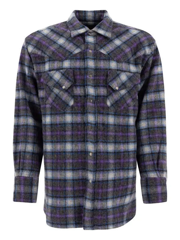 BEAMS Checked Western Shirt - Purple